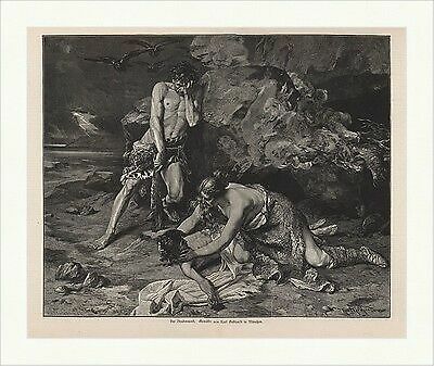 Der Brudermord Karl Gebhardt Kampf Eifersucht Trauer Küste Holzstich C ...