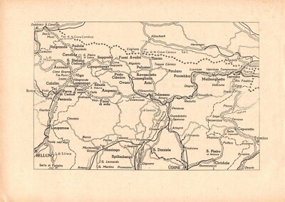 Carta geografica antica CARNIA UDINE TOLMEZZO Touring Club 1935 Antique ...