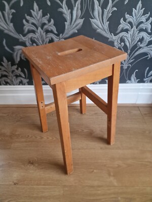 Vintage Wooden Stool School Science Laboratory / Kitchen Stool | eBay UK