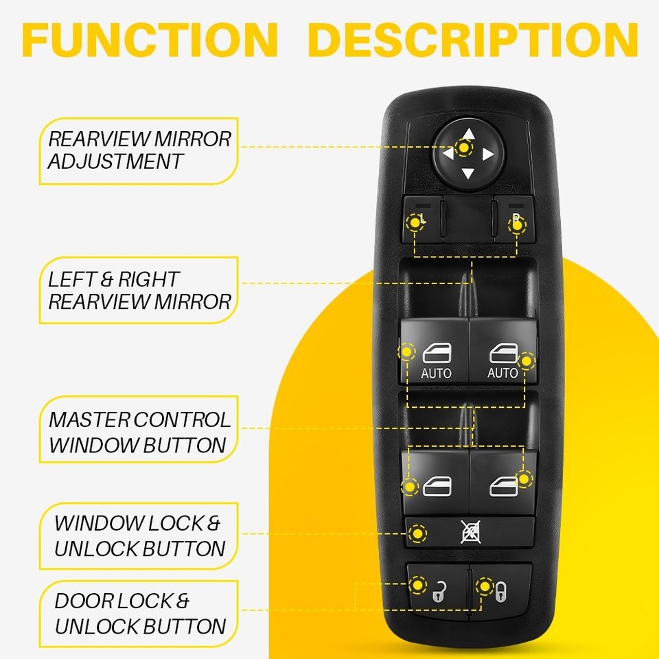 For 2014-2017 Jeep Cherokee 2.4L 3.2L Window Switch Front Driver 3+9 ...