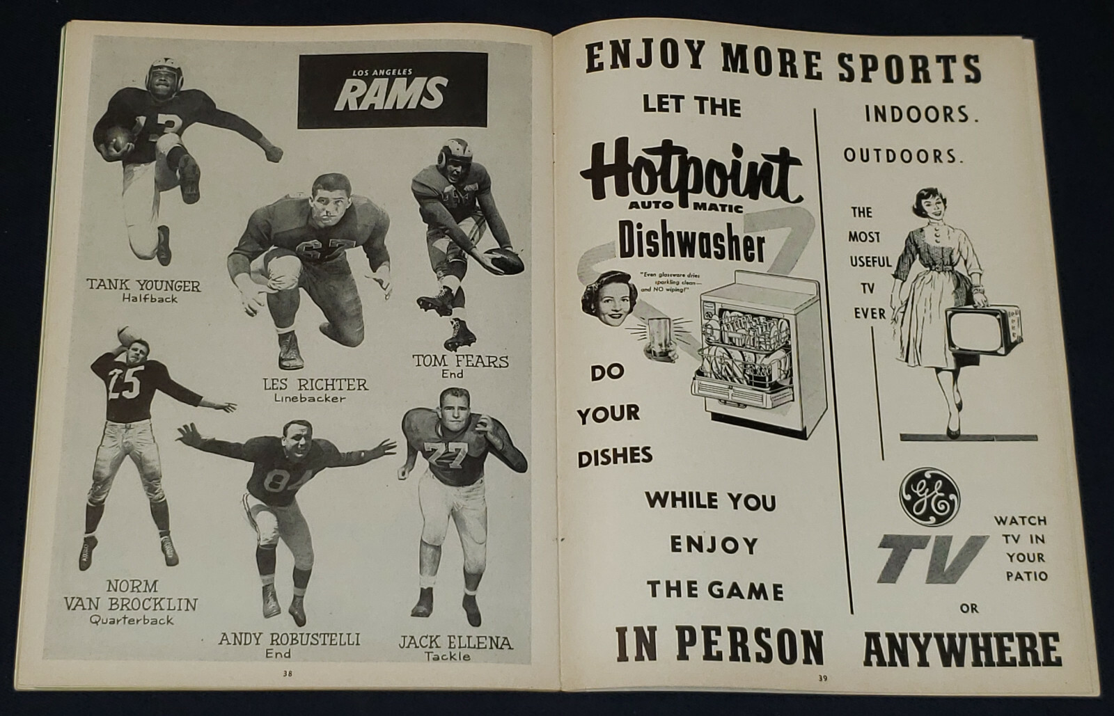 1955 - LOS ANGELES RAMS vs WASHINGTON REDSKINS - NFL - PROGRAM ...