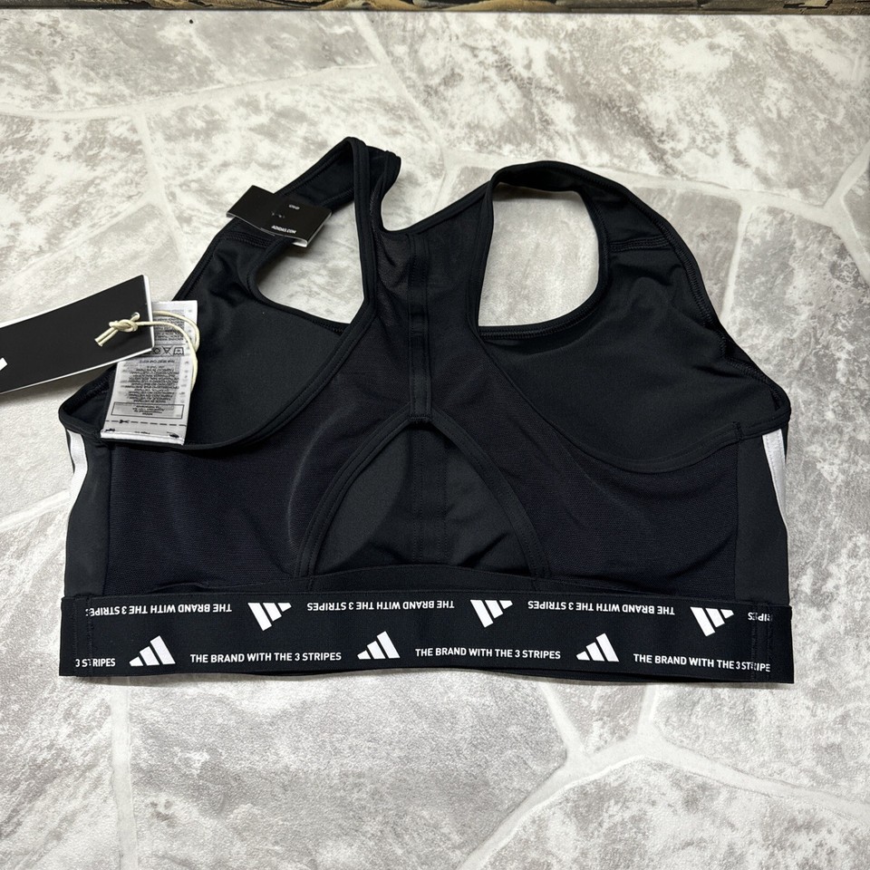 ADIDAS Women's Medium Support 3 Stripes Athletic Bra Size Small (C/D ...