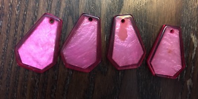 Vintage French Hot Pink Shimmer Core Trapezoid Geometric Lucite Drops ...