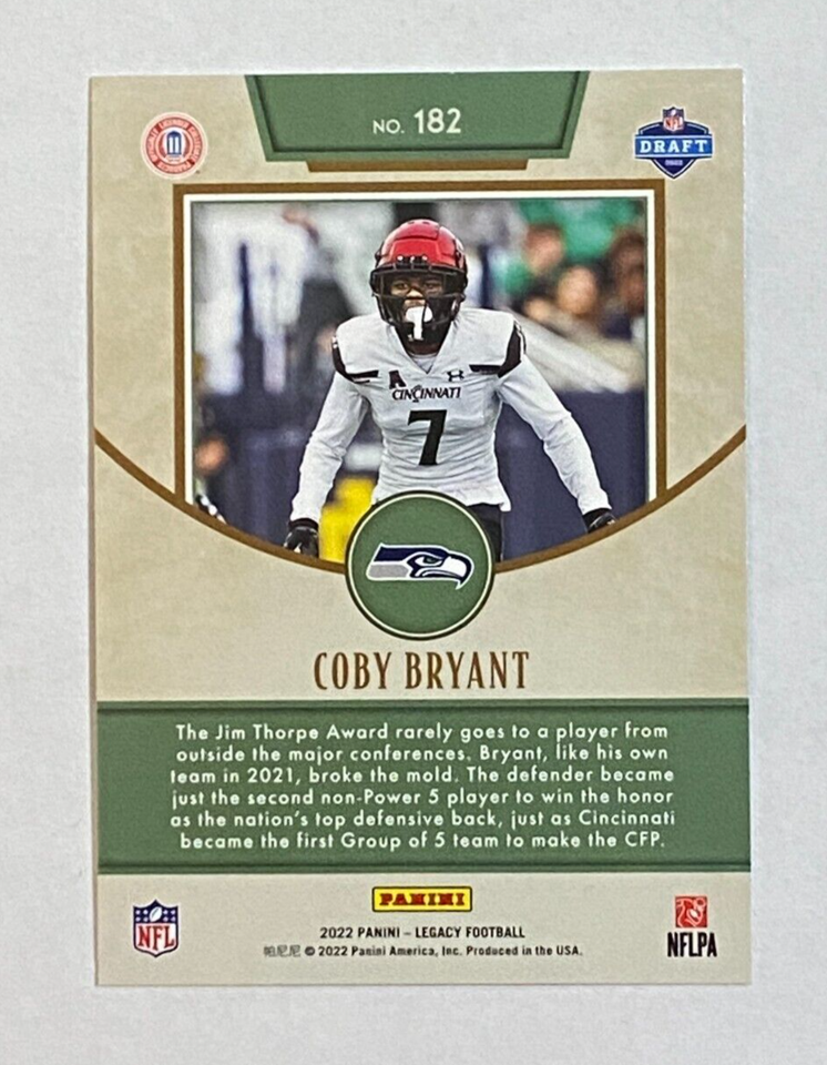 2022 Panini Legacy Rookie Card #182 Coby Bryant Seattle Seahawks | eBay