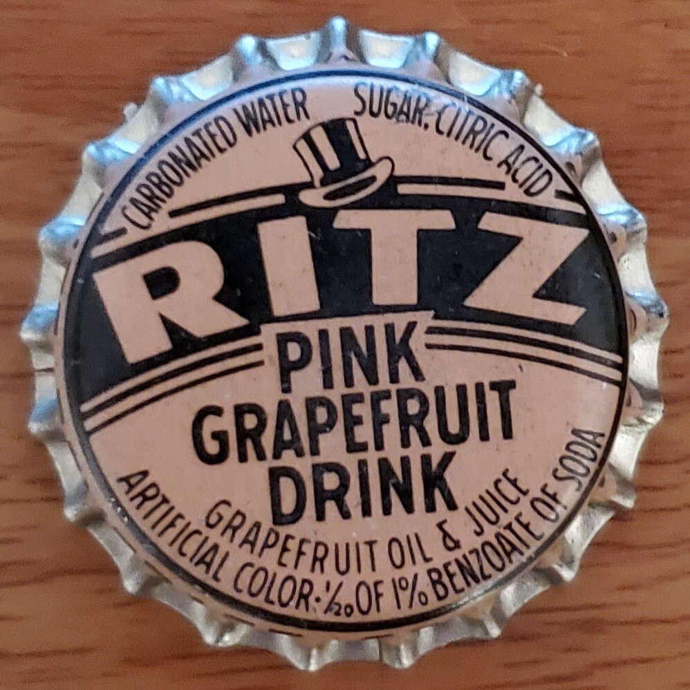 RITZ PINK GRAPEFRUIT DRINK Cork Lined bottle cap; 1940’s; NOS; (ST ...
