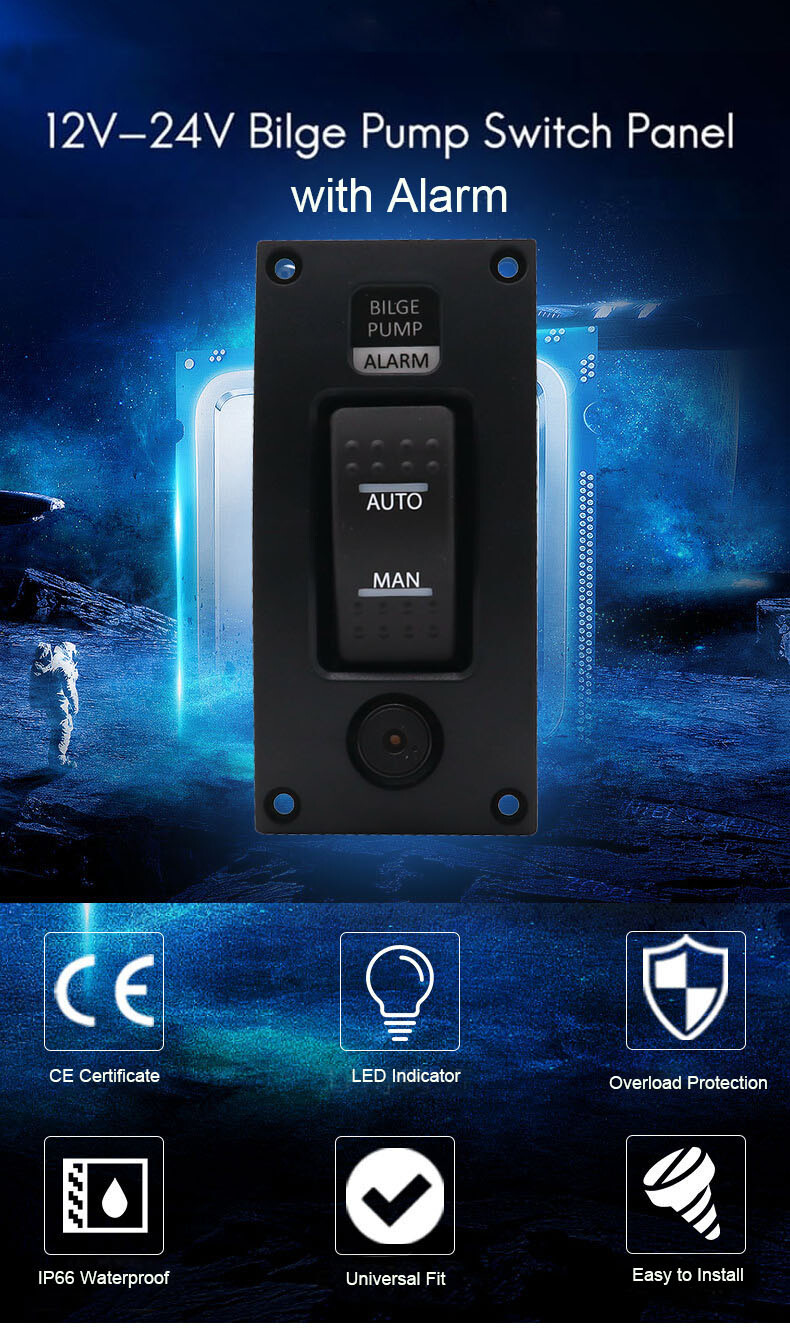 3-Way Marine Boat Rocker Panel Bilge Pump Switch with Alarm Auto/Off ...