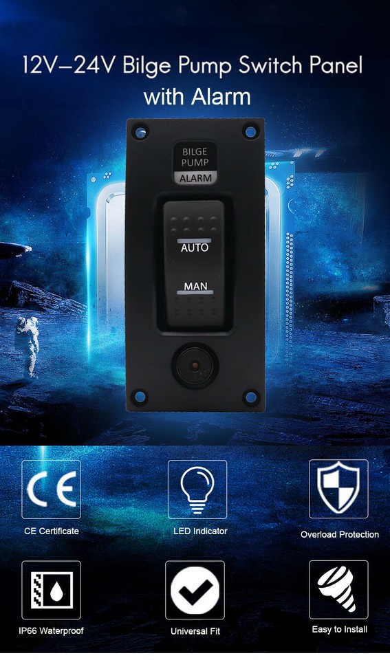 3-Way Marine Boat Rocker Panel Bilge Pump Switch with Alarm Auto/Off ...