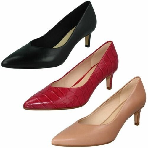 Ladies Clarks Pointed Smart Slip On Heeled Leather Court Shoes Laina55 ...