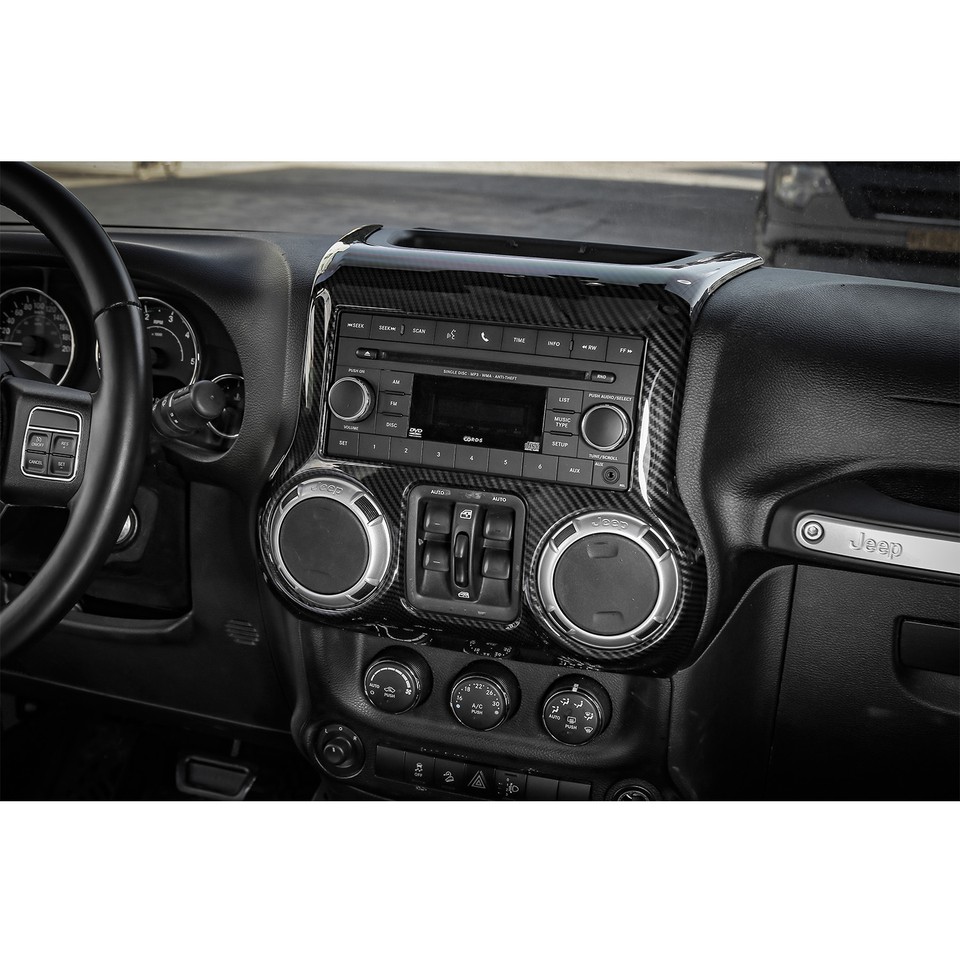 Carbon Fiber Dashboard Center Control Cover Decor Trim For Jeep ...