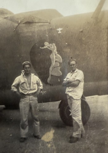 Orig Vintage 1940s WW2 Pinup Nose Art Photo Bomber Plane Army Soldiers ...