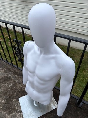 Plastic Half Body Head Turn Male Mannequin with Base - Color: White | eBay