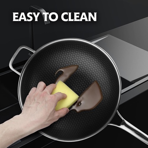 Wok pan,Hybrid 12 inch Wok with Lid PFOA Free Cookware,non stick ...