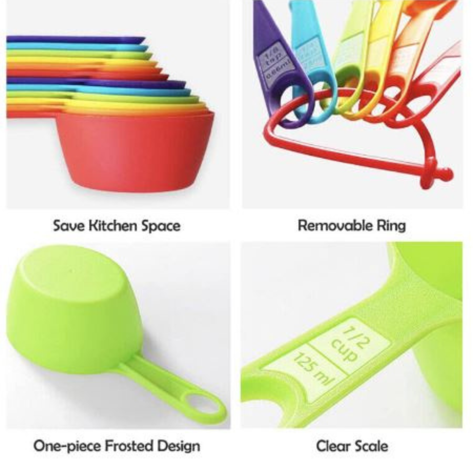 12 Piece Measuring Cups and Spoons Set, Colored Kitchen Measure Tools ...