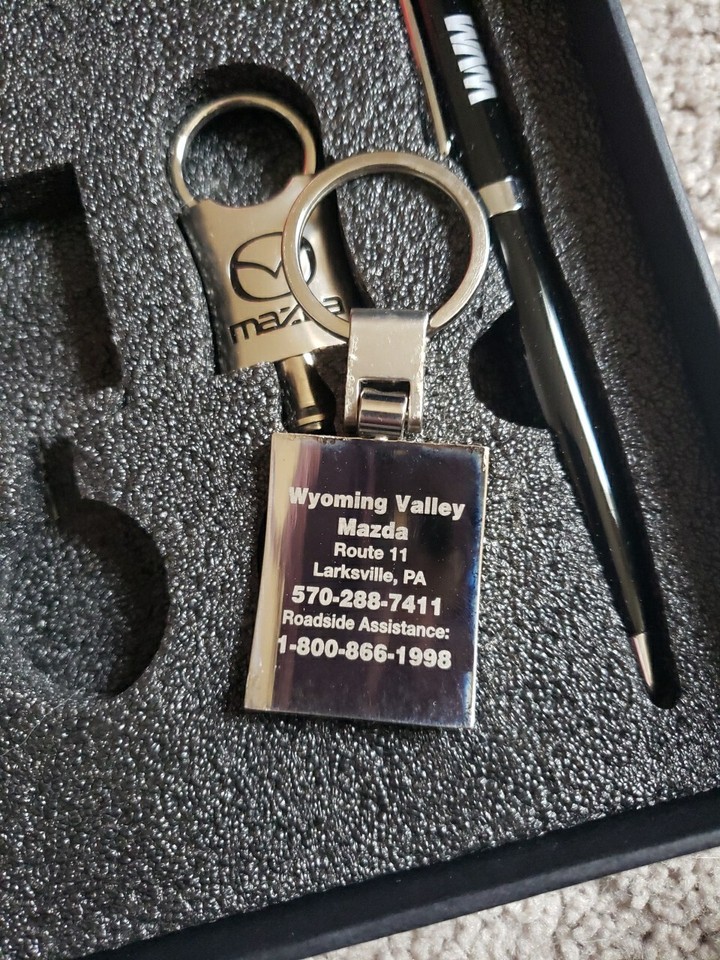 Premium Chrome Spun Wave Black Mazda Logo Key Chain Fob Ring Set | eBay