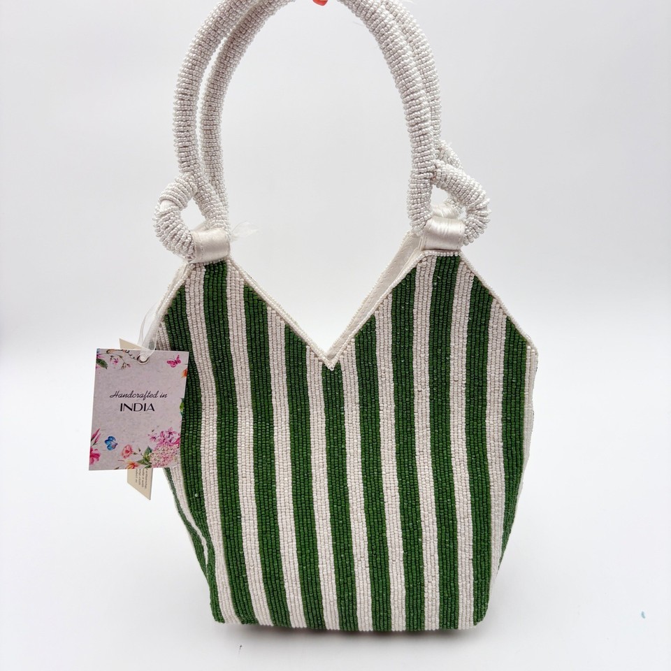 Handmade Beaded Cocktail Martini Purse Top Handle Bag Striped | eBay