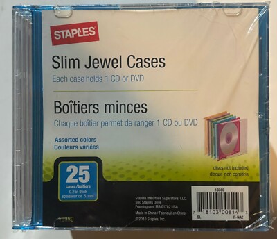 Staples Brand CD Jewel Cases 25 Pack Multi Colors New & Sealed | eBay