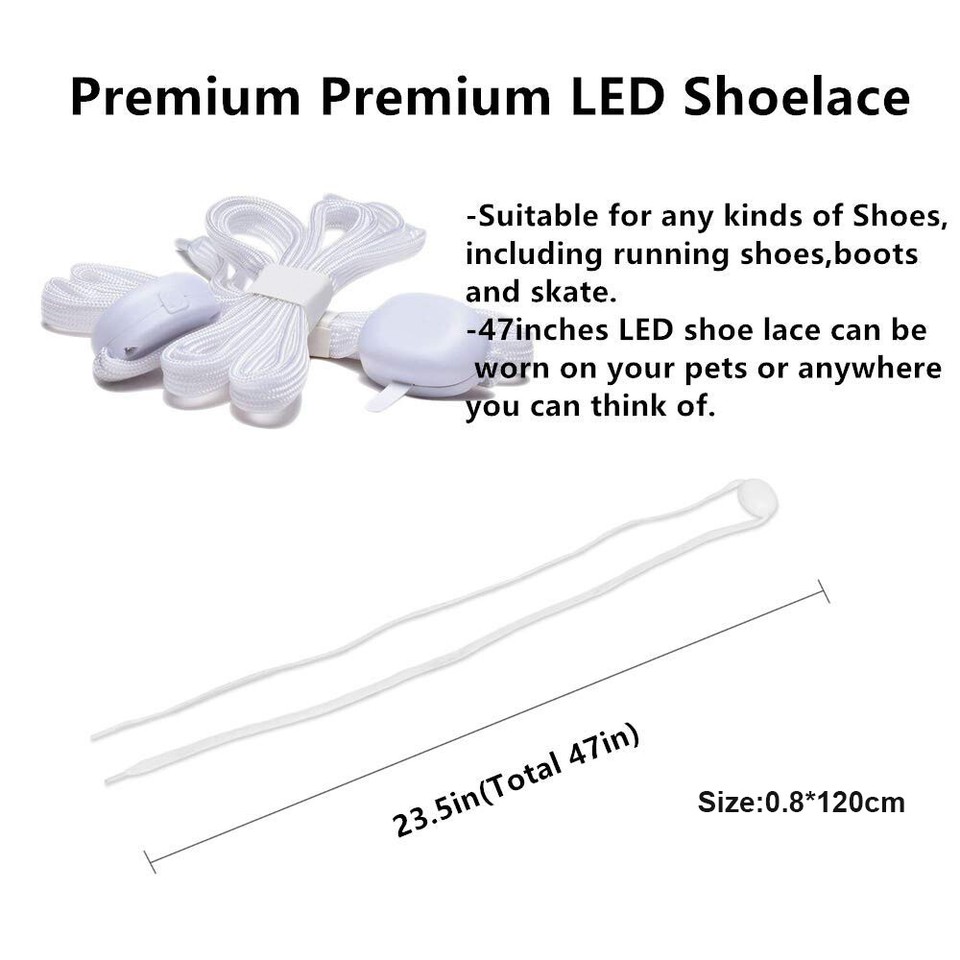 Fashionable LED Glowing Shoelaces RGB Night Light Up Flash Shoestring ...