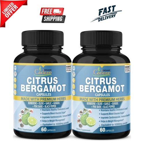 Organic Cadane 2 Packs Citrus Bergamot Extract Capsules 10300mg with ...