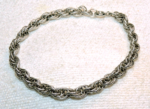 STERLING SILVER 7" FANCY Twisted Rope Link Chain BRACELET 5mm Wide | eBay