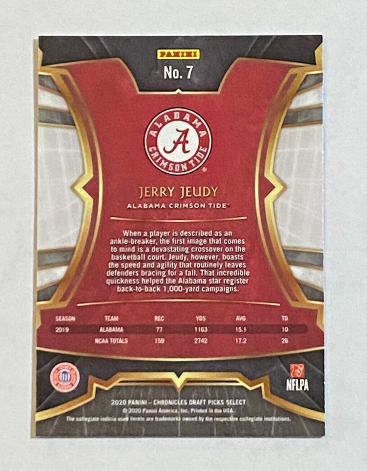 2020 Panini Chronicles Select #7 Rookie Jerry Jeudy Alabama Crimson ...