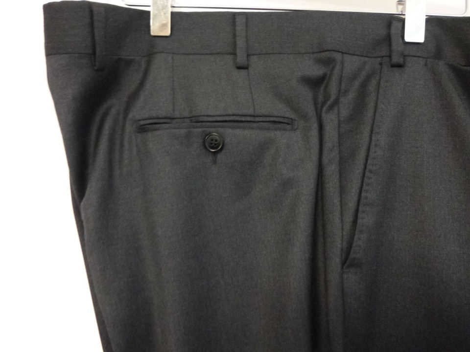 Robert Old Reda Super 110’s Wool Dress Trousers Mens W40 L32 Charcoal ...