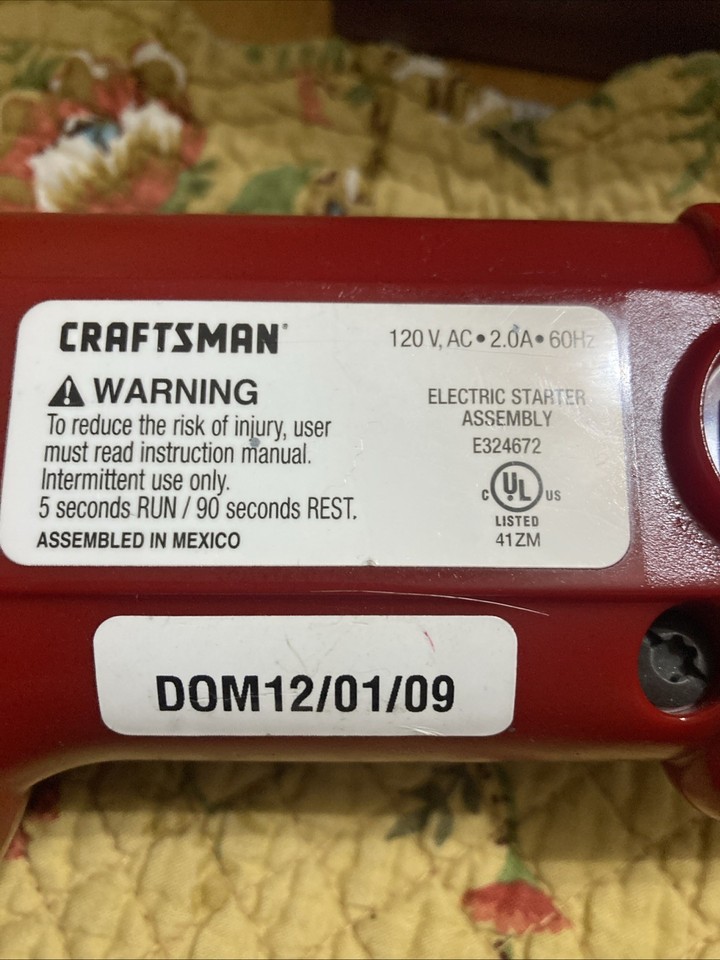 CRAFTSMAN SPEED START TECHNOLOGY E324672 120V. AC 2.0A 60HZ | eBay