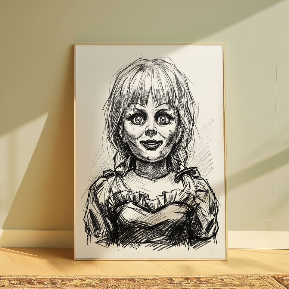 ANNABELLE DRAWING SKETCH PRINT 8" x 10" HORROR MOVIE WALL ART HOME ...