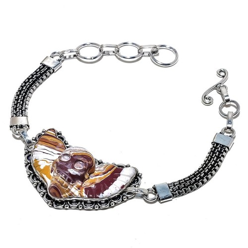 Natural Polychrome Jasper Flying Skull Silver Bracelet w833 | eBay
