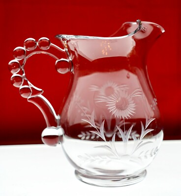 Vintage Elegant Imperial Glass Candlewick Crystal Pitcher Etched 9 ...
