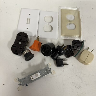 LOT 13 (Some BAKELITE) GE Outlets Wall Plugs Covers Etc Brown Vintage ...