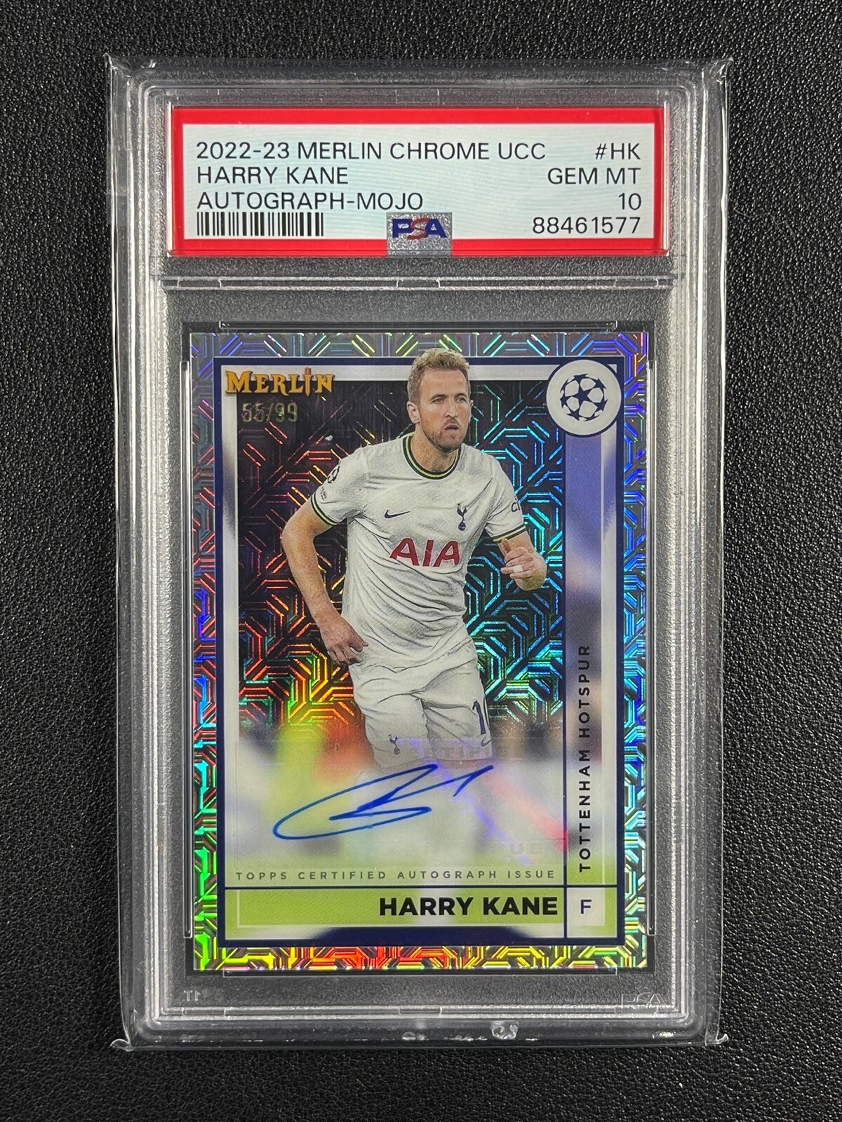 POP 8 HARRY KANE PSA 10 2020 MERLIN CHROME UCC MOJO REFRACTOR AUTO 55/ ...