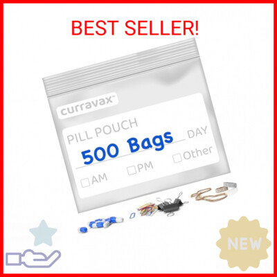 CURRAVAX Pill Bags Pack of 500 - BPA Free 3 x 2.75 inch Pill Pouch ...