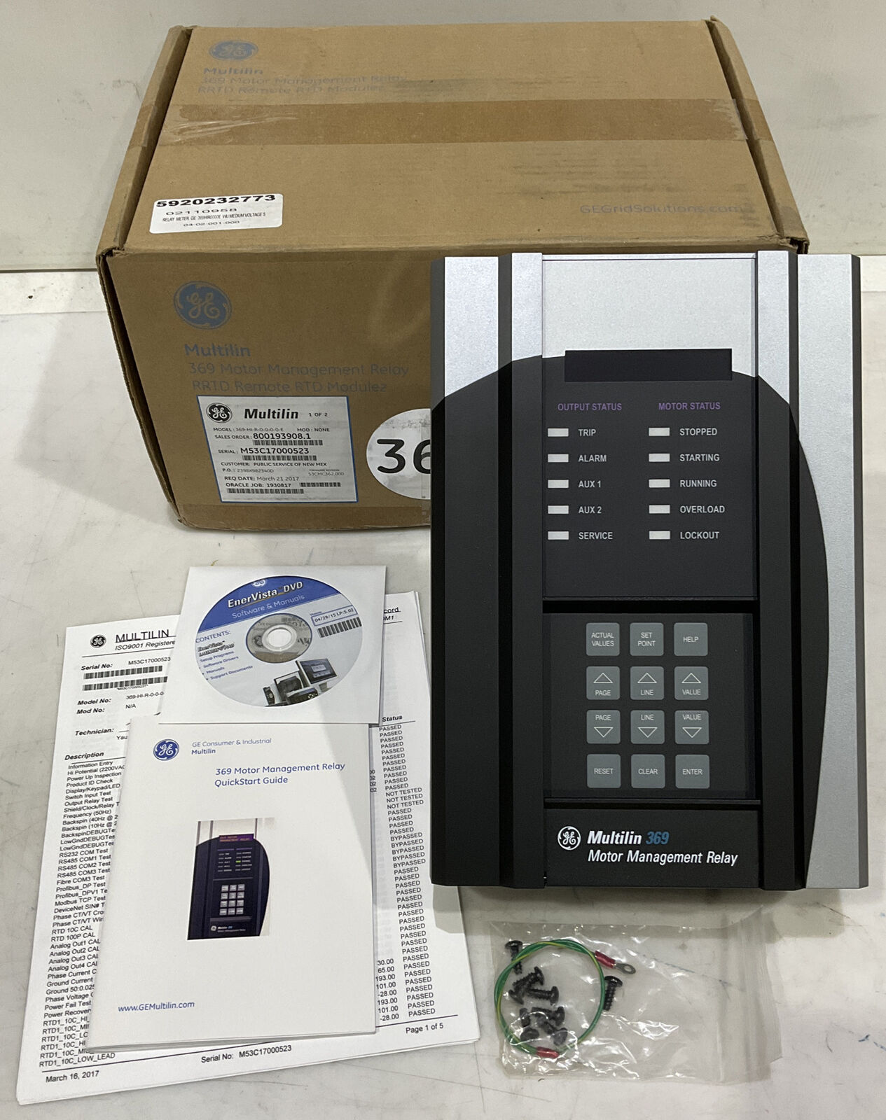 GENERAL ELECTRIC 369-HI-0-0-0-0-E MULTILINGUAL 369 MOTOR MANAGEMENT ...