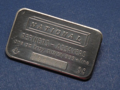 1981 National Refiners Assayers #366770 1oz Silver Art Bar 999 Fine NA1 ...