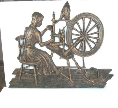 Vintage Lady At Spinning Wheel Hanging (SYROCO 1971 #7208) (xli) | eBay