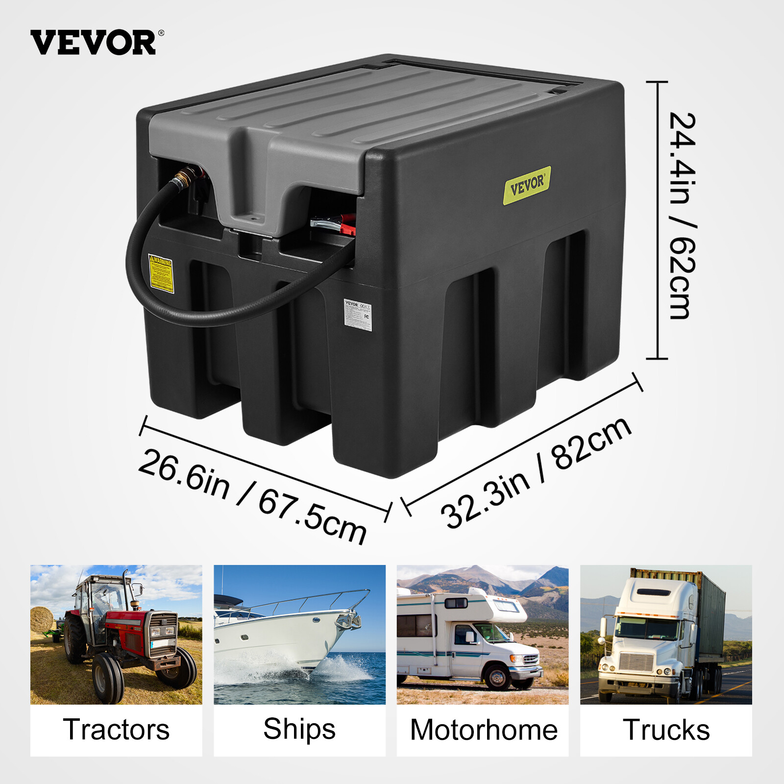 VEVOR Portable Diesel Tank 58 Gal Oil Fuel Tank with 12V Electric ...