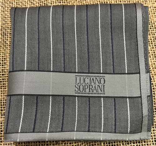 GENTLE MEN GRAY HANDKERCHIEF STRIPED ART CLASSIC VINTAGE COTTON POCKET ...