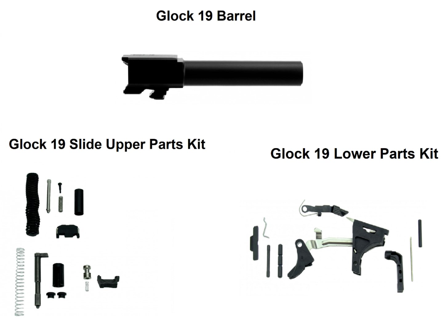 For GL0CK 19 Gen 3 9mm Barrel + Upper Slide Completion Kit + Lower ...