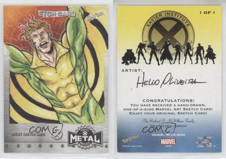 2020 Upper Deck Marvel X-Men Metal Universe 1/1 Helio Oliveira Auto ...