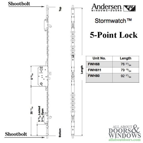 Andersen Stormwatch Multipoint 5 Point Lock For Frenchwood Double Doors ...
