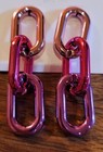 Metallic Purple Pink Acrylic Geometric Chain Link Dangle Earrings 2.5in ...