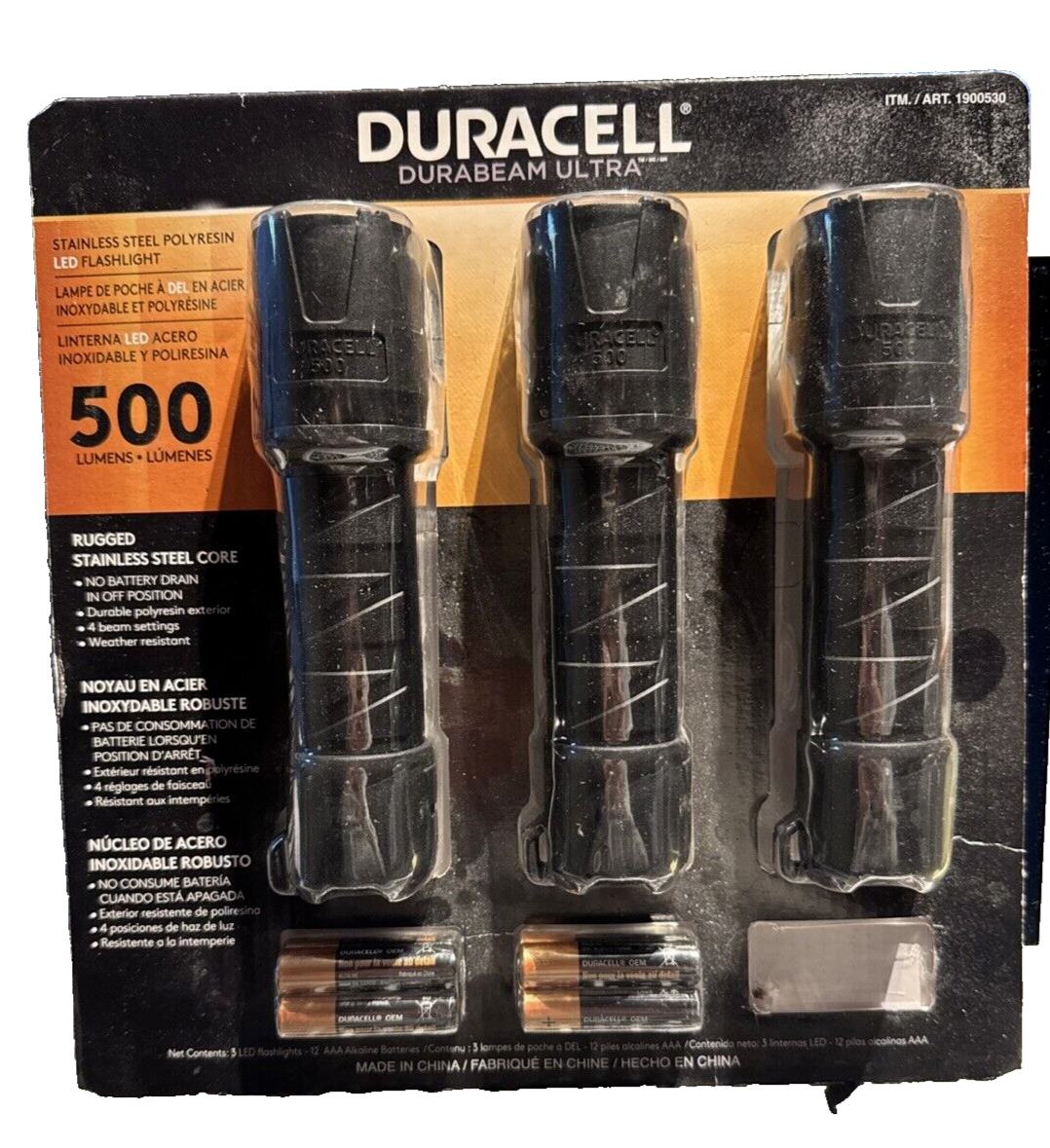 Duracell Durabeam ULTRA Tactical LED Flashlights 500 Lumens 12AAA ...