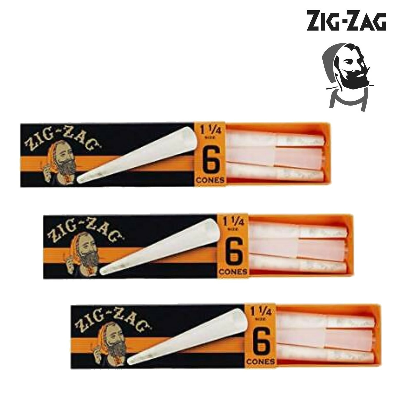 12 Packs Zig-Zag 1 1/4 1.25 Cones Rolling Pre Roll Tips 6 Per Pack 72 ...