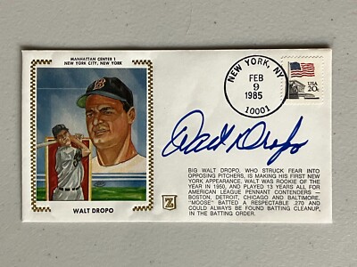 Boston Red Sox WALT DROPO 1985 Signed Gateway Cachet Chase Silk ...