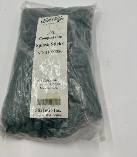 500 StixToGo Compostable Coffee Lid Splash Stir Sticks Stix Green ...