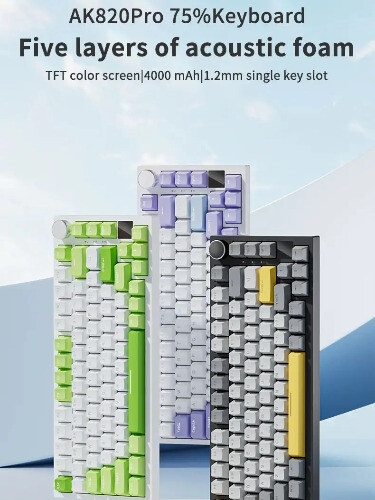 Mechanical Keyboard TFT Screen Knob Keyboard Wired/2.4GHz/BT Connect ...
