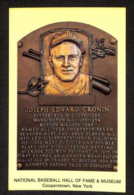 1964-Date Hall of Fame Plaque Joe Cronin HOF Cooperstown NM Yellow ...
