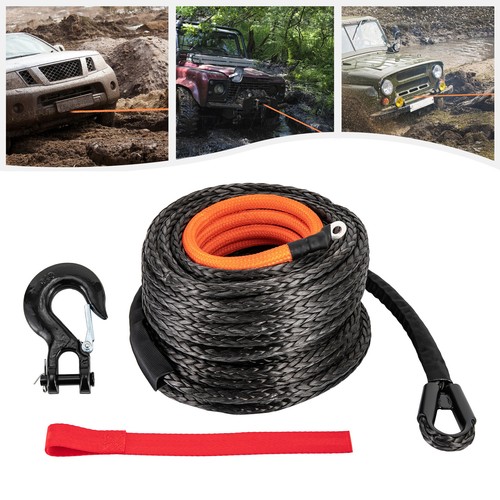 3/8in x 92ft 25500LBS Synthetic Winch Rope Line Car Tow Recovery Cable ...