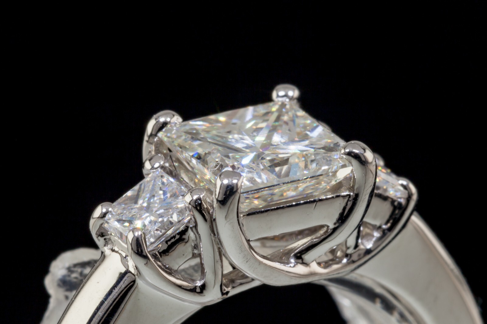 Jeff Cooper Platinum Princess 3 Stone Diamond Engagement Ring Sz 6 TCW ...