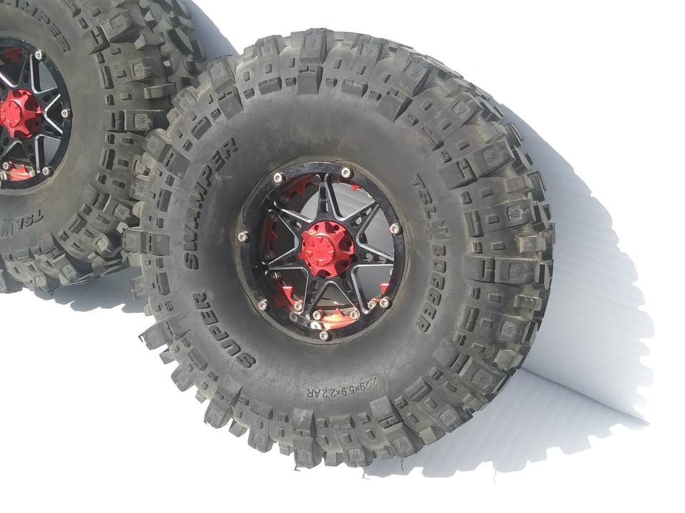Set 4 2.2 Wheels Super Swampers TSL Boggers axial traxxas beadlock 5.9 ...